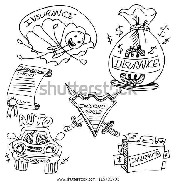 Image Insurance Drawing Set Stock Vector (Royalty Free) 115791703
