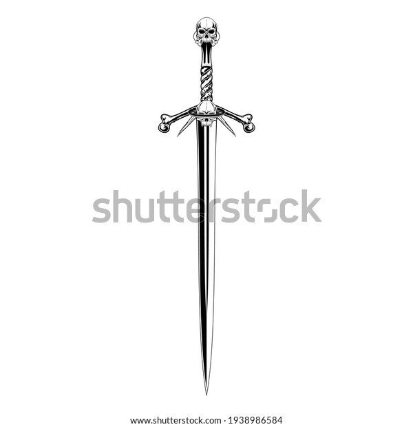 Image Long Two Handed Fantasy Sword Stock Vector (Royalty Free) 1938986584