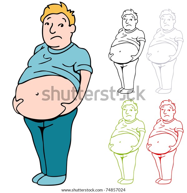 Image Man Holding His Heavy Belly Stock Vector (Royalty Free) 74857024 ...