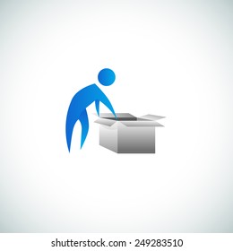 Image Man Opening Cardboard Box Stock Vector (Royalty Free) 249283510 ...