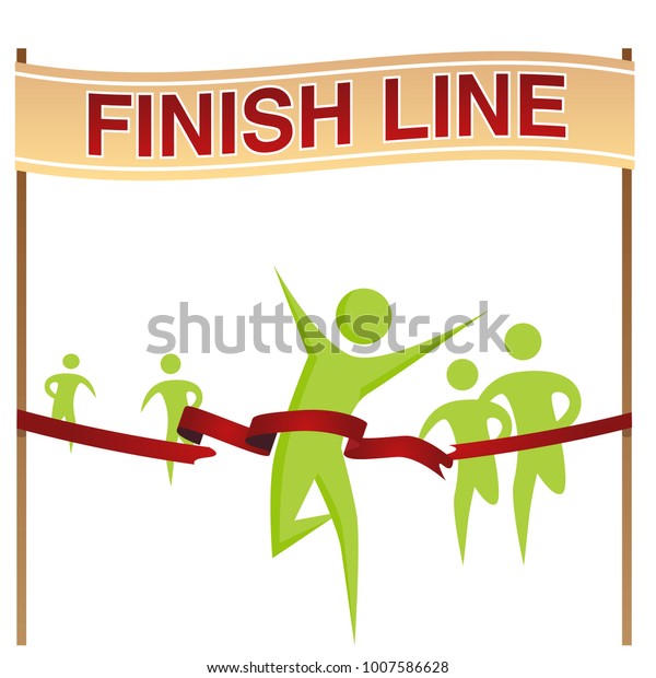 Image Man Running Across Finish Line Stock Vector (Royalty Free ...