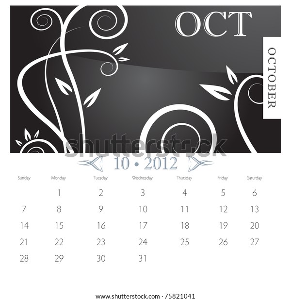 Image October Month Victorian Calendar Page Stock Vector (Royalty Free ...