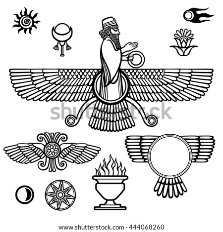 Image Prophet Farvahar Set Esoteric Symbols Stock Vector (Royalty Free ...