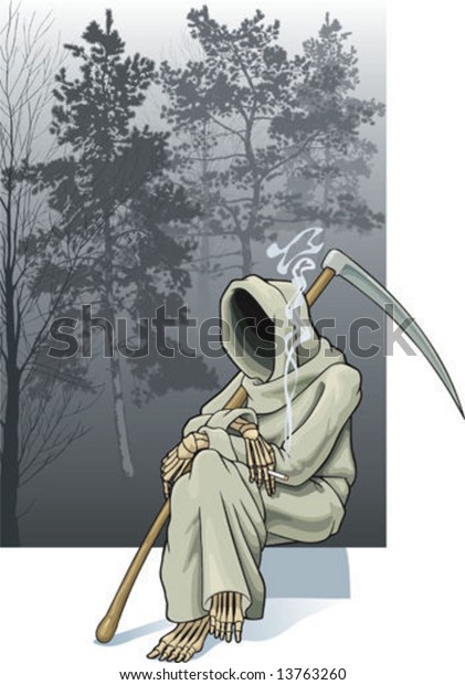Image Skeleton Cigarette On Background Picture Stock Vector (Royalty ...