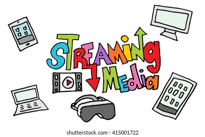 Image Streaming Media Doodle Set Stock Vector (Royalty Free) 415001722 ...