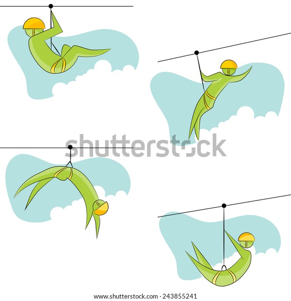 Image Zip Line Rider Icon Set Stock Vector (Royalty Free) 243855241