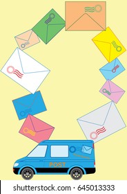 Images Post Letters Envelopes Van Transportation Stock Vector (Royalty ...