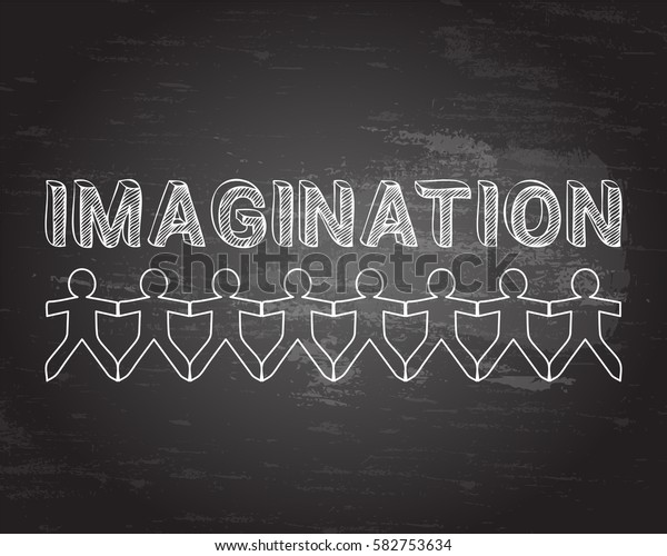 Imagination Text Hand Drawn Paper People Stock Vector (Royalty Free ...