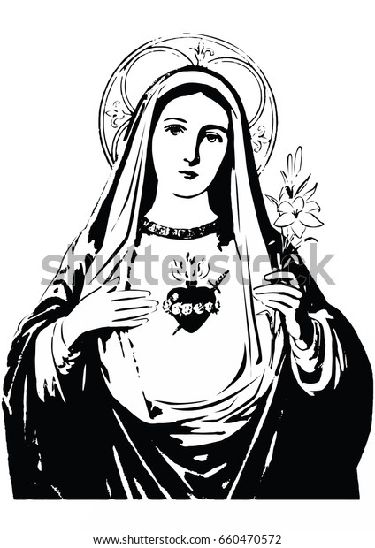 El corazón inmaculado de María vectorial: vector de stock (libre de ...