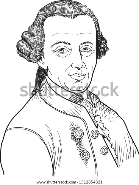 Immanuel Kant cartoon portrait, vector