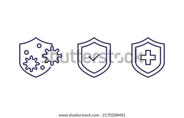 Immune System Antibacterial Protection Line Icons Stock Vector (Royalty ...