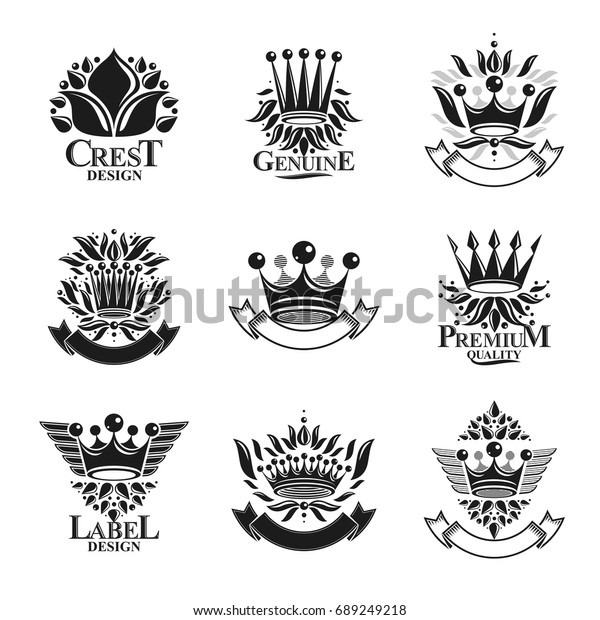 Imperial Crowns Emblems Set Heraldic Coat Stock Vector (Royalty Free ...