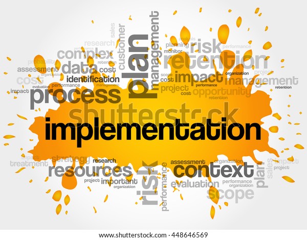 Implementation Word Cloud Collage Business Concept Stock Vector ...