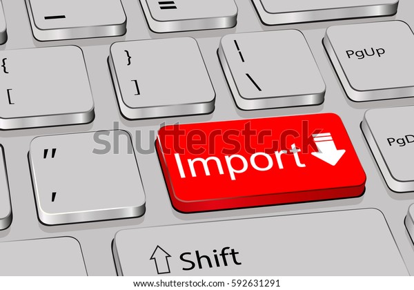 Import One Click Computer Keyboard Red Stock Vector (Royalty Free ...