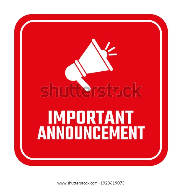 Important Announcement Sign On Red Background Stock Vector (Royalty ...