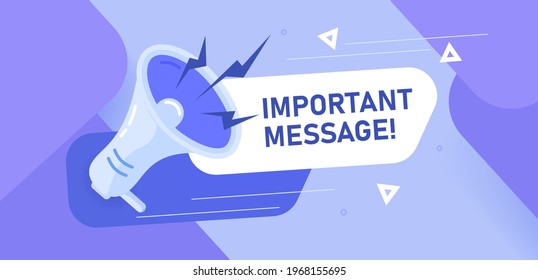 Important Message Purple Banner Template Megaphone Stock Vector ...