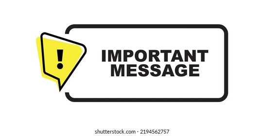 Important Message Sign On White Background Stock Vector (Royalty Free ...