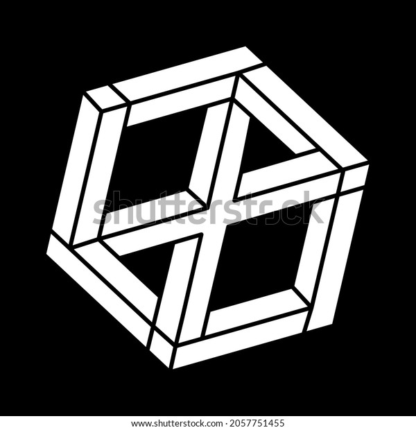Impossible Hexagon Geometry Escher Paradox Line Stock Vector (Royalty ...