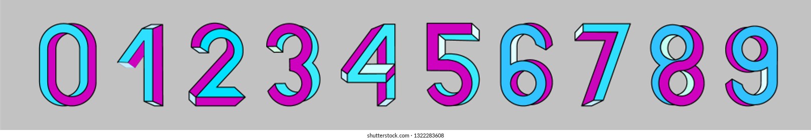 Impossible Shape Font Memphis Style Numbers Stock Vector (Royalty Free ...