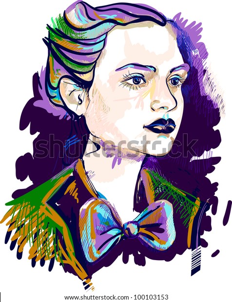 Impression Girl Portrait Stock Vector (Royalty Free) 100103153 ...