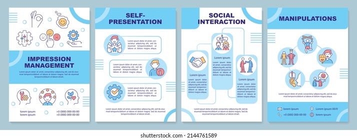 Impression Management Techniques Blue Brochure Template Stock Vector ...