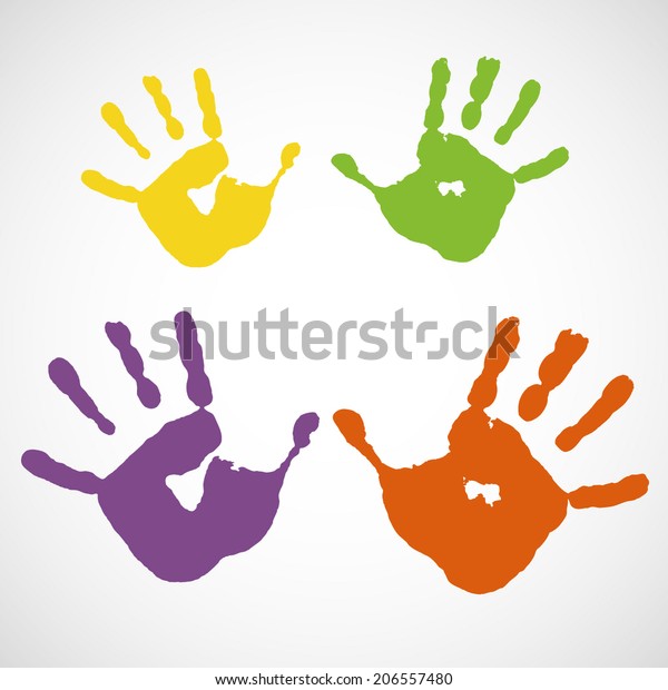 Imprints Kids Hands Handprints Vector Illustration Stock Vector ...