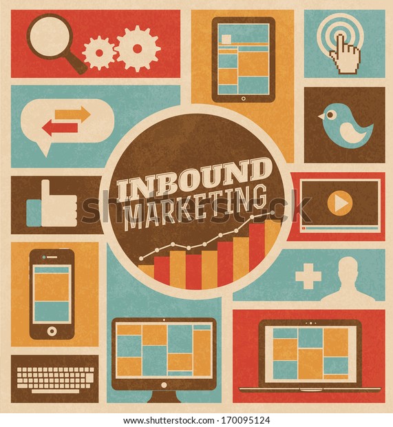 Inbound Marketing Flat Design Stylish Retro: vetor stock (livre de ...