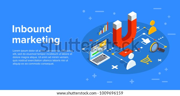 Inbound Marketing Vector Business Illustration Isometric Stock Vector ...