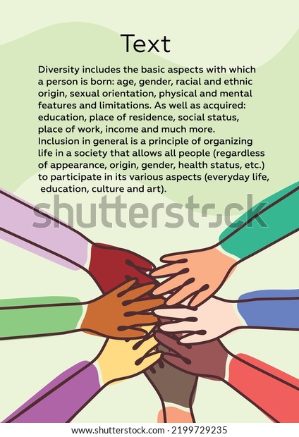 Inclusion Diversity Concept Banner Multiethnic Hands Stock Vector ...