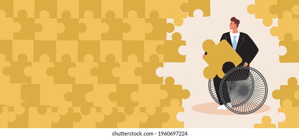 Inclusive Businessman Puzzle Flat Vector Stock Stock Vector (Royalty ...