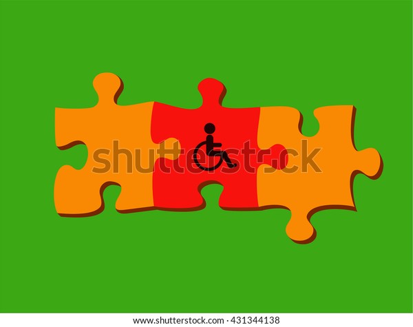 Inclusive Environment Disabled Wheelchair Puzzles: เวกเตอร์สต็อก (ปลอด ...