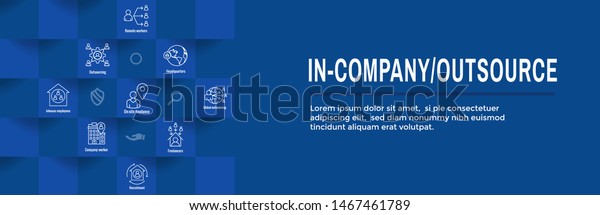 Incompany Outsource Icon Set Web Header Stock Vector (Royalty Free ...