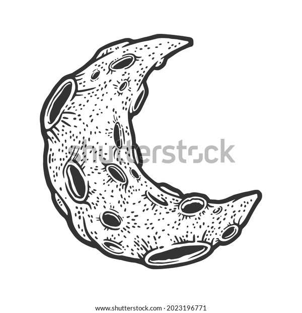 Incomplete Partial Moon Cartoon Sketch Engraving Stock Vector (Royalty ...