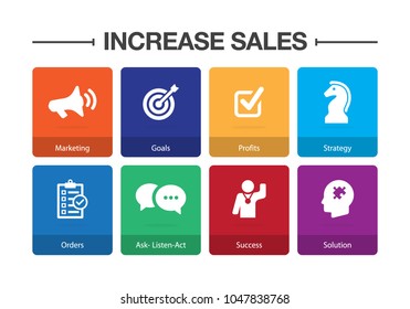 Increase Sales Flat Icon Set Stock Vector (Royalty Free) 401722849