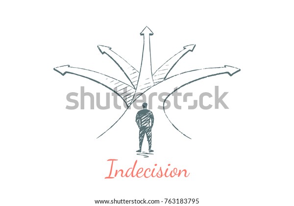 Indecision Man Standing On Arrow Which Stock Vector (Royalty Free ...