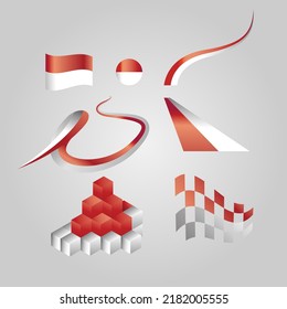 Independence Day Indonesia Flag Element Graphic Stock Vector (Royalty ...