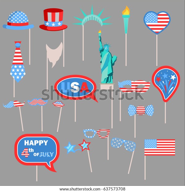 Independence Day Photo Booth Props Flags Stock Vector (Royalty Free ...
