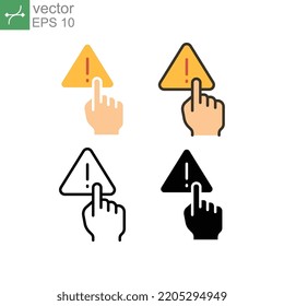 Index Finger Touch Triangle Warning Symbol Stock Vector (Royalty Free ...