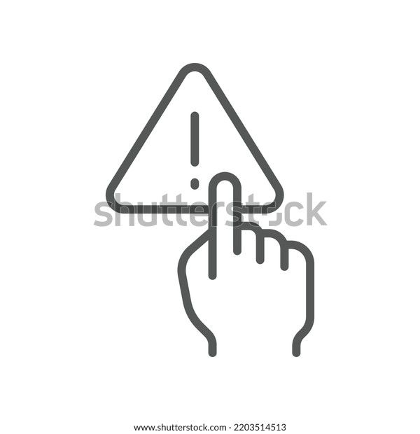 Index Finger Touch Triangle Warning Symbol Stock Vector (Royalty Free ...