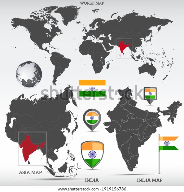 India Administrative Divisions Map Earth Globe Stock Vector (Royalty ...