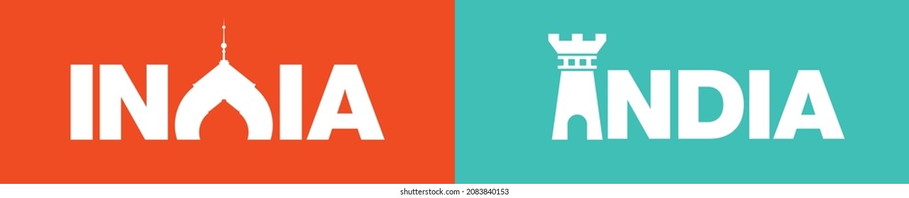 Inde. Logo conceptuel du pays indien. : image vectorielle de stock ...