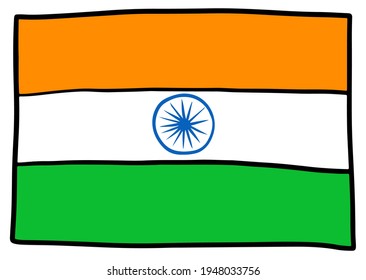 India Flag Doodle Hand Drawing Sketch Stock Vector (Royalty Free ...