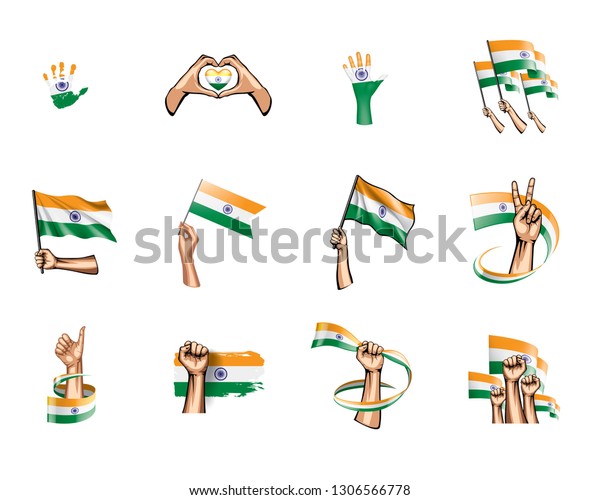 India Flag Hand On White Background Stock Vector (Royalty Free ...