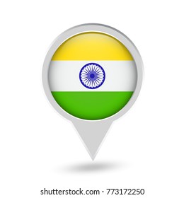 India Flag Round Pin Icon Vector: vector de stock (libre de regalías ...