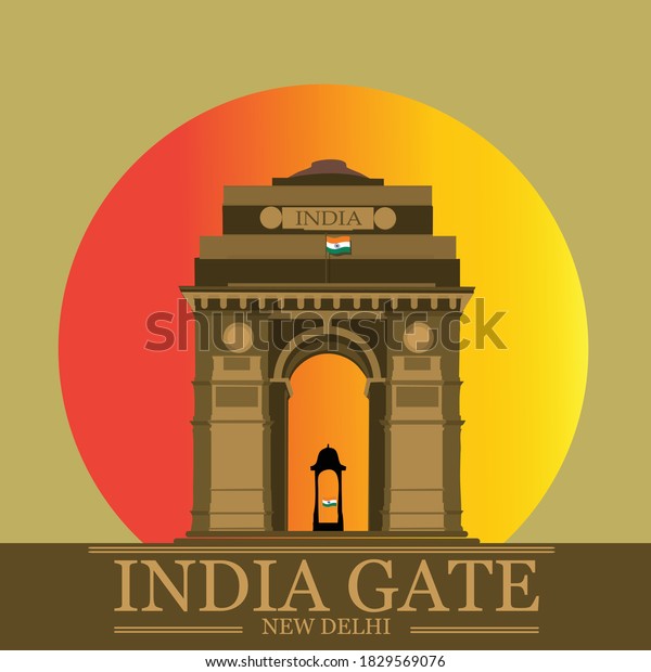 India Gate India Delhi India Illustration Stock Vector (Royalty Free ...