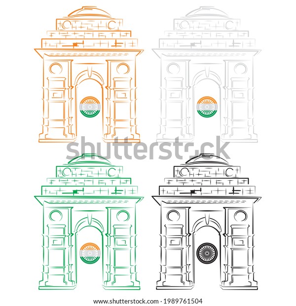 India Gate New Delhi India Vector Stock Vector (Royalty Free ...