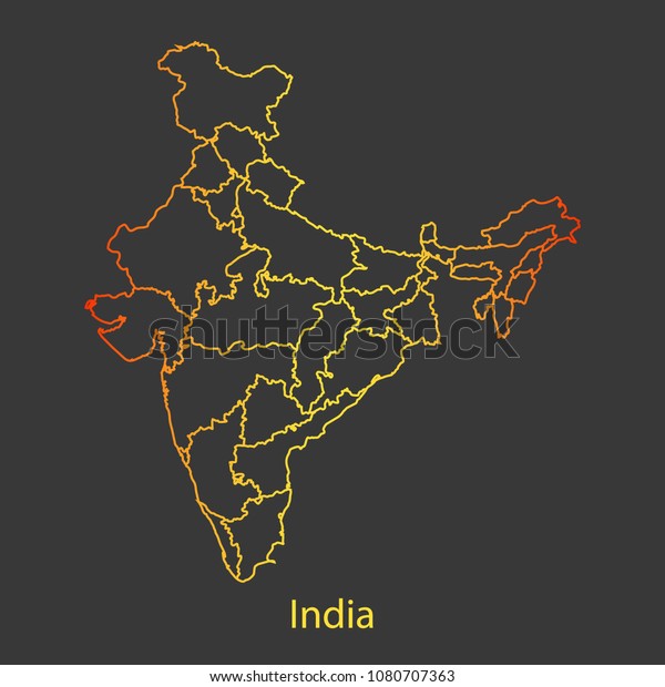 India Gradient Outlinestroke Map Administrative Division Stock Vector ...