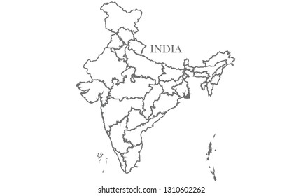 India Gray Line Map Stock Vector (Royalty Free) 1310602262 | Shutterstock
