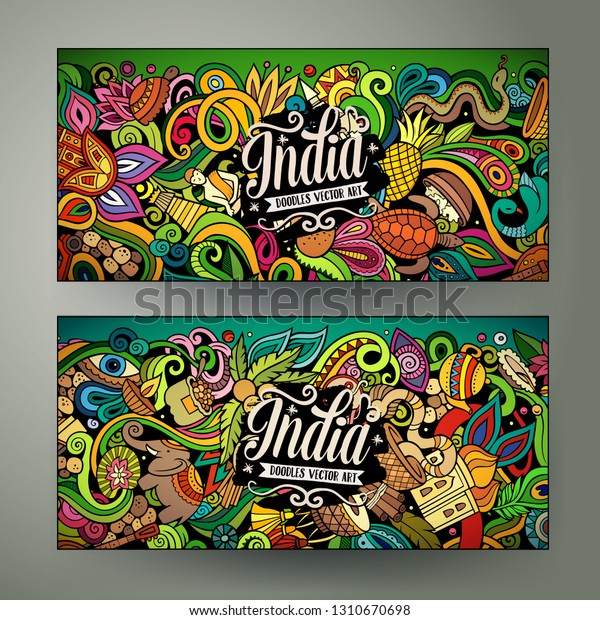 India Hand Drawn Doodle Banners Set Stock Vector (Royalty Free ...