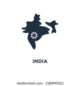 India Icon Black Filled Vector Illustration Stock Vector (Royalty Free ...
